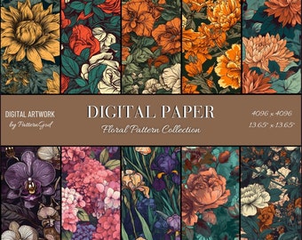 Summer Flowers Digital Image, Flowers Seamless Pattern, Floral Prints ...