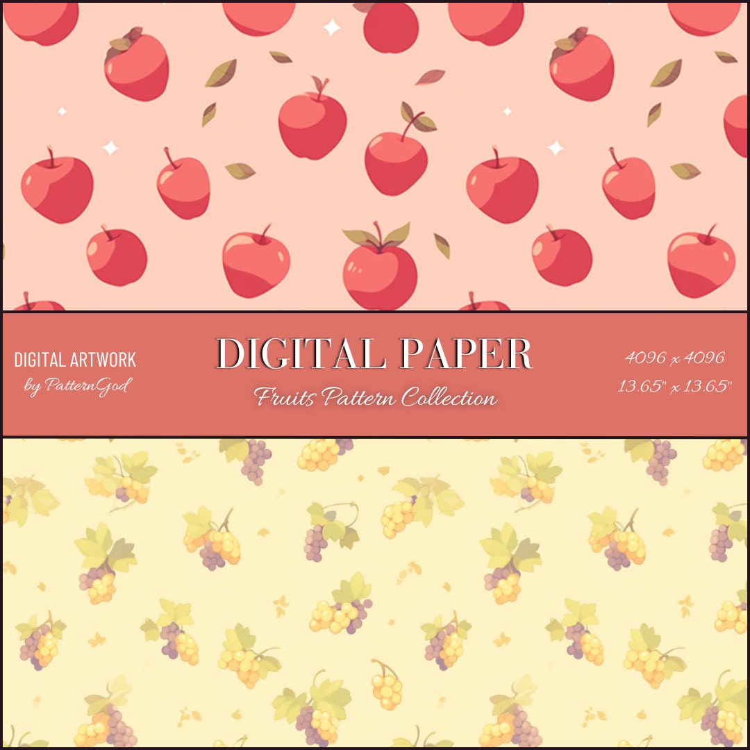 10 Digital Fruits Patterns, Art Prints, Clip Art, Summer Patterns ...