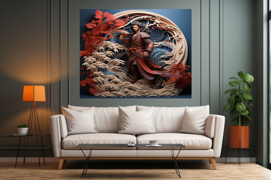 Samurai Paper Kirigami Craft Paper Illustration Not Craft Project ...