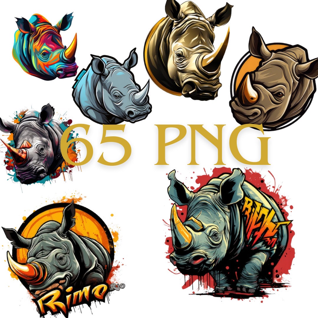 Rhino Clipart, Images, Png Designs Bundle High-resolution 65 PNG Files ...