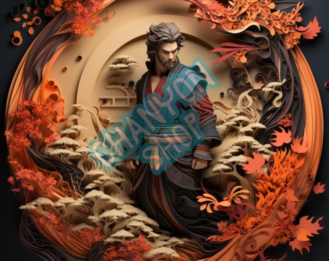 Samurai Paper Kirigami Craft Paper Illustration Not Craft Project ...