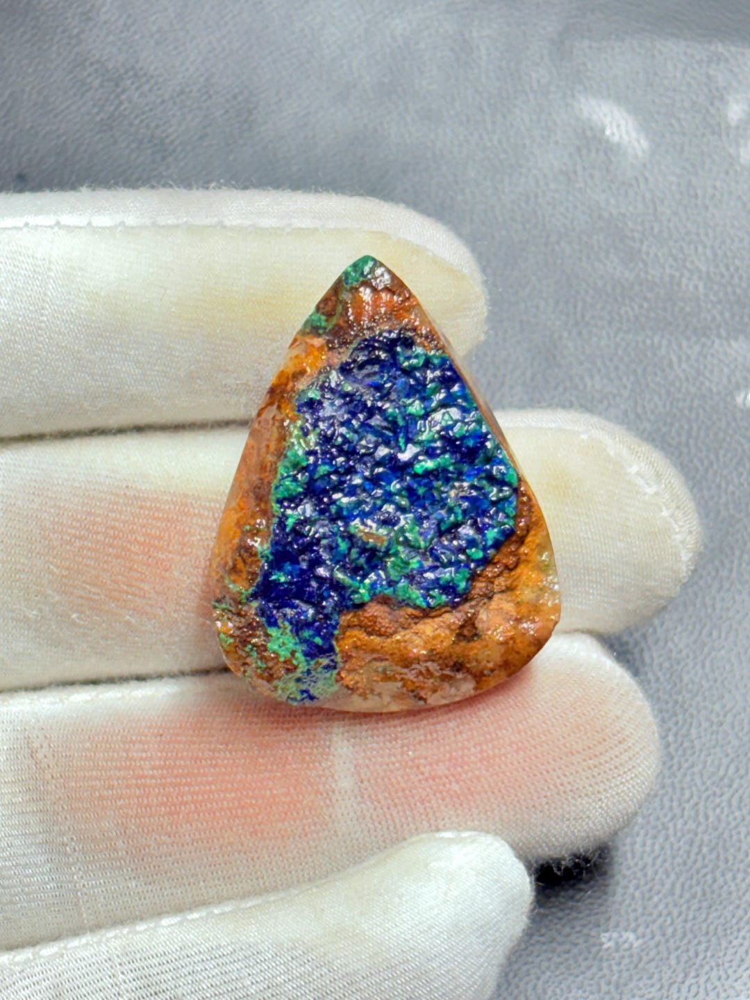 Azurite Shattuckite Druzy Cabochon: Rough Loose Stone (35x26x11mm, 72 ...