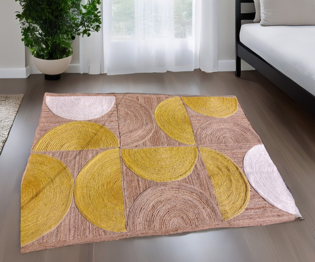 Rugs / Peach Jute Rug / Large Garden Rugs / Light Orange Rug / Rust ...