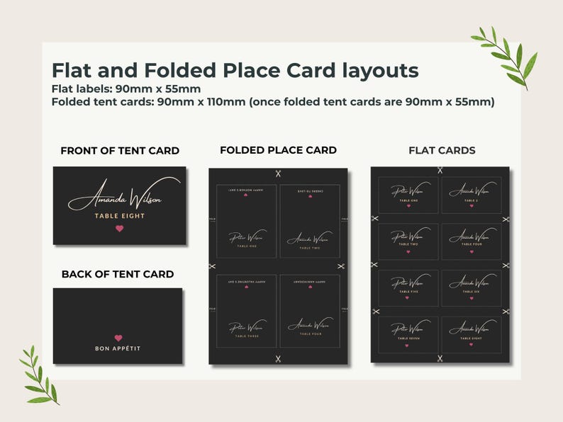 Editable Place Cards | Event Table Numbers | Celebration Table Setting ...