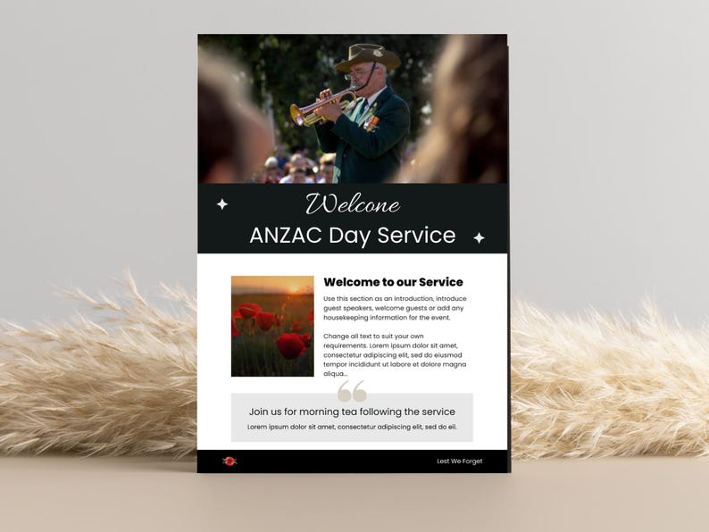 ANZAC Day Order of Service Template | Editable Canva Program | A4 & A5 ...