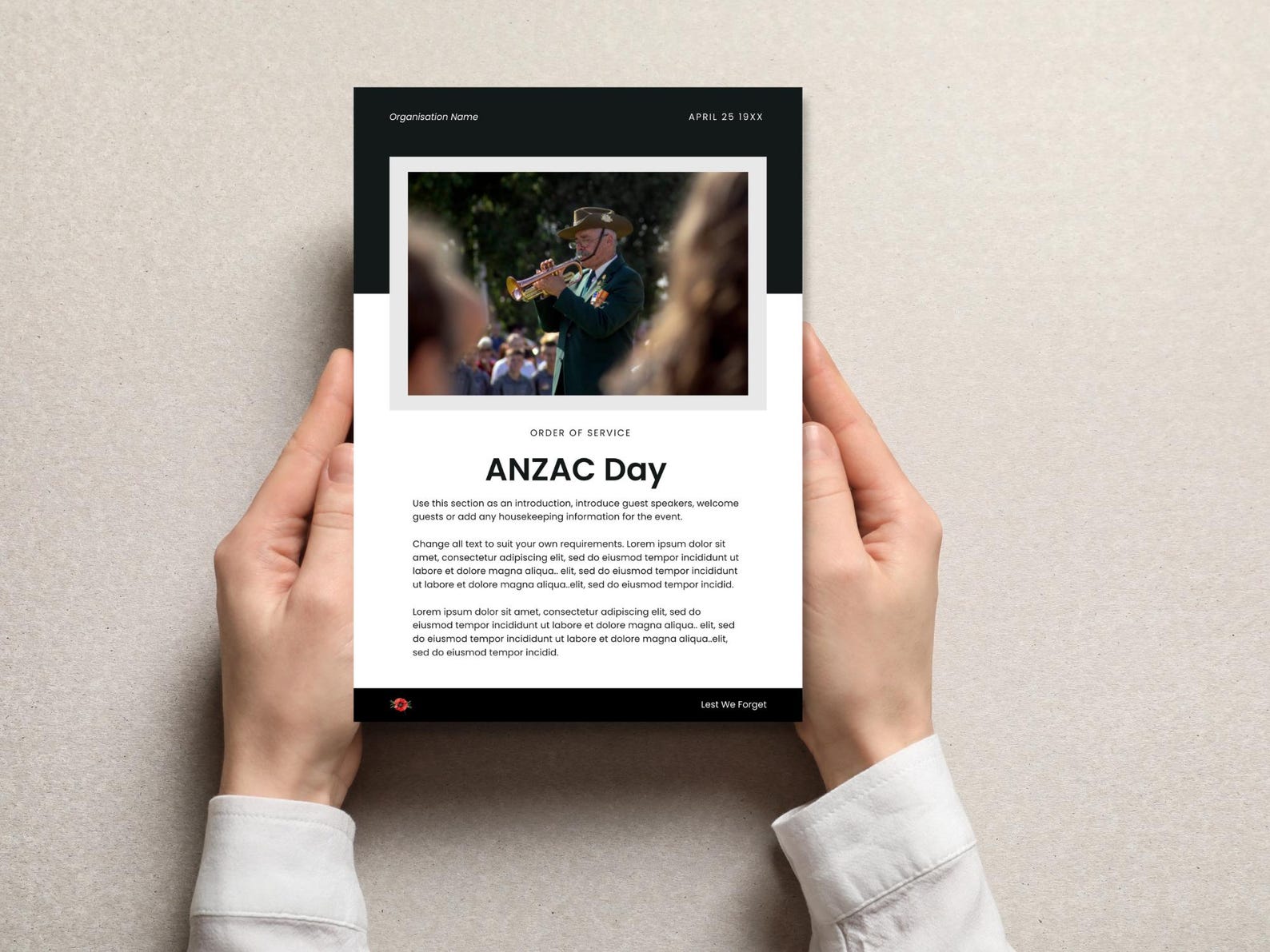 ANZAC Day Order of Service Template | Editable Canva Program | A4 & A5 ...