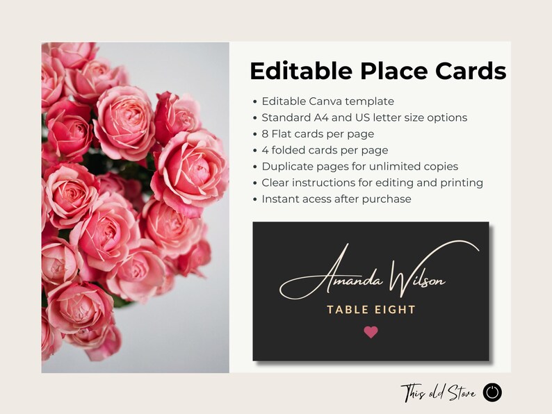 Editable Place Cards | Event Table Numbers | Celebration Table Setting ...