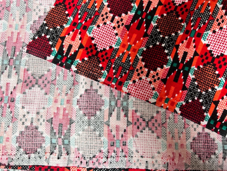 Traditional Dhaka Fabric From Nepal | Ethnic Pattern | Cotton | Red ...