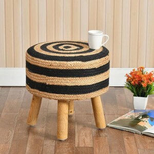 Handmade Jute Pouf, Jute Stool, Boho Chic Home Decor Accent, Textured ...