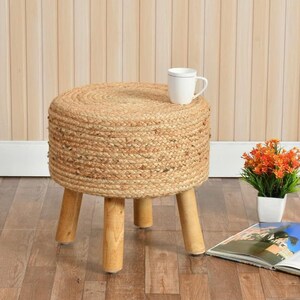 Handmade Jute Pouf, Jute Stool, Boho Chic Home Decor Accent, Textured ...