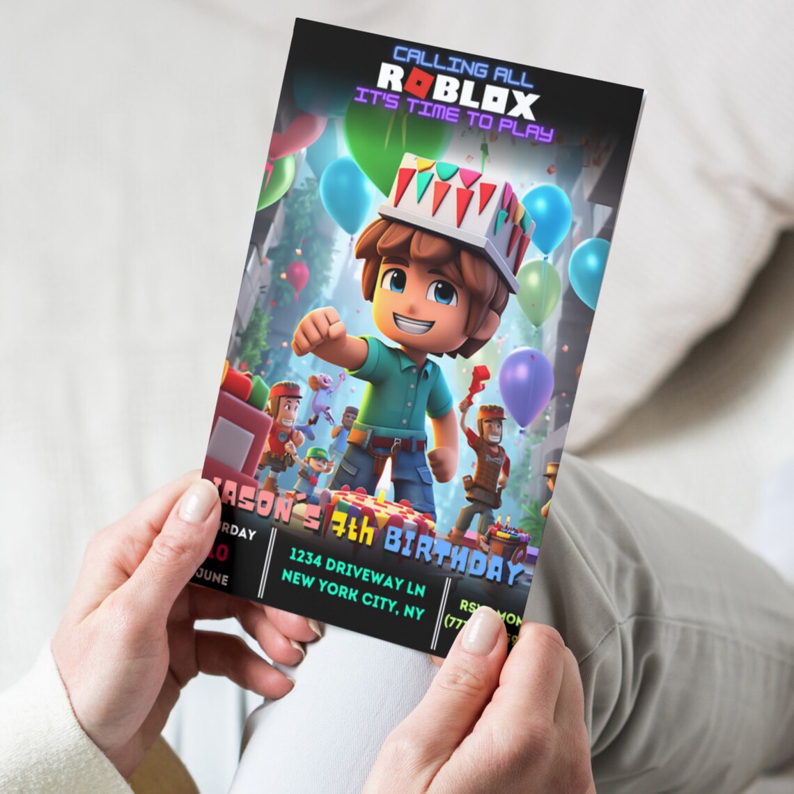 Editable Roblox Birthday Invitation | Birthday Invitation | Roblox Game ...