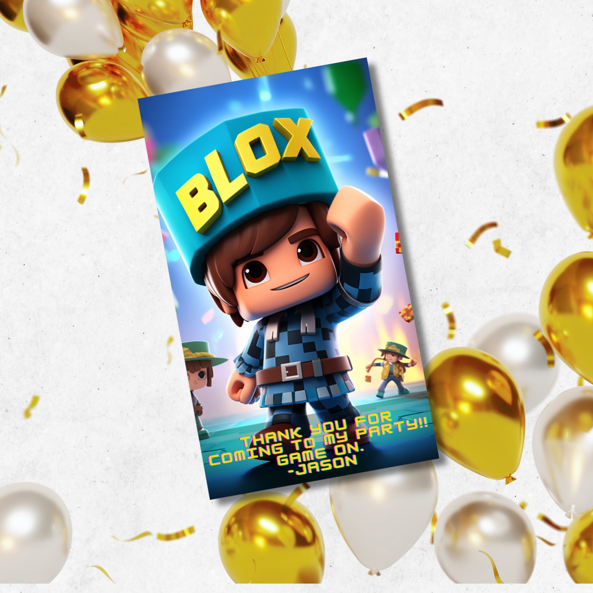 Editable Roblox Birthday Invitation | Birthday Invitation | Roblox Game ...