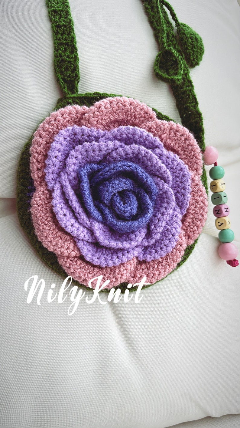 Crocheted Bag for Little Girls With PERSONALIZED NAME CHARM Cute Pink ...