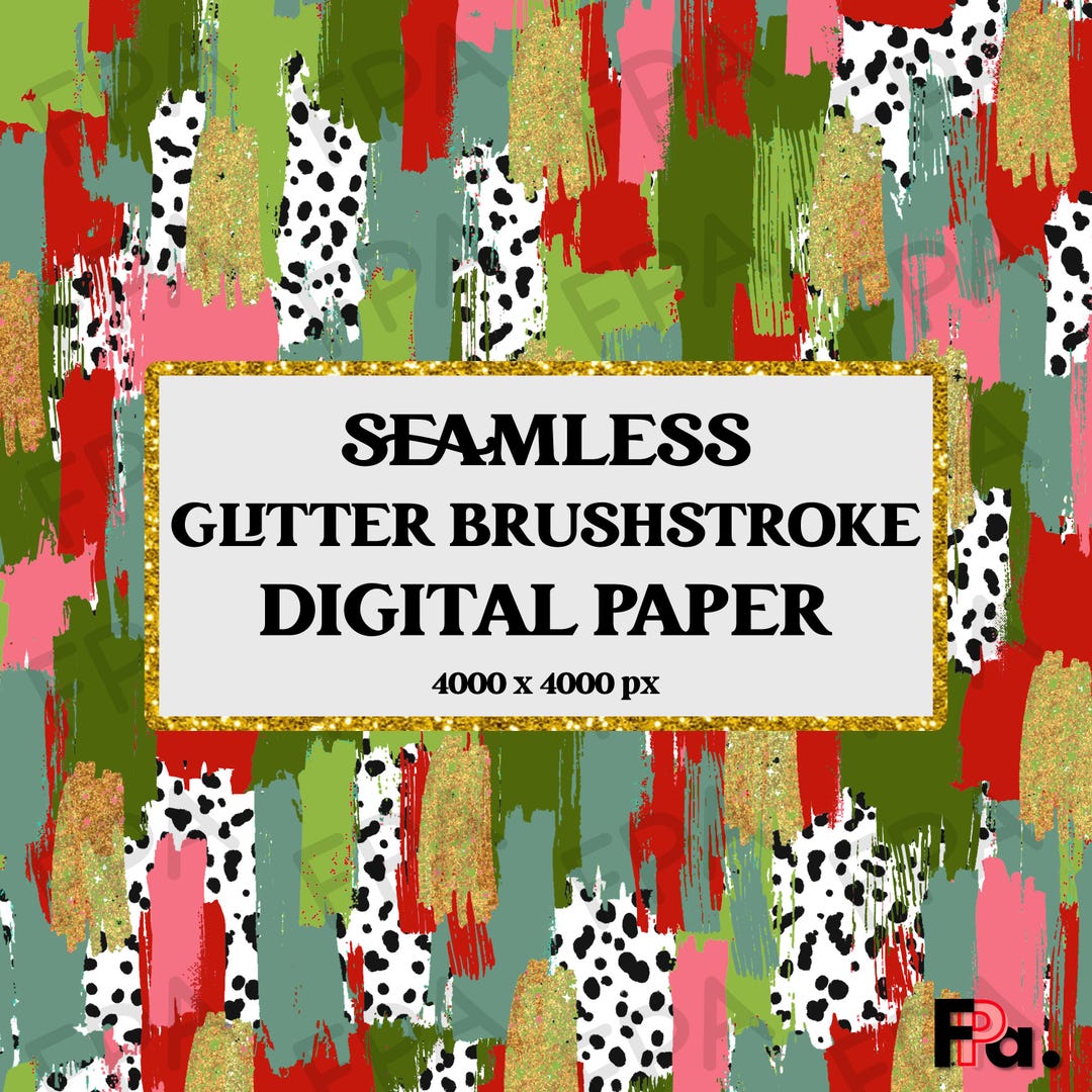 Seamless Glitter Brushstroke Digital Paper, Colorful Messy Paint ...