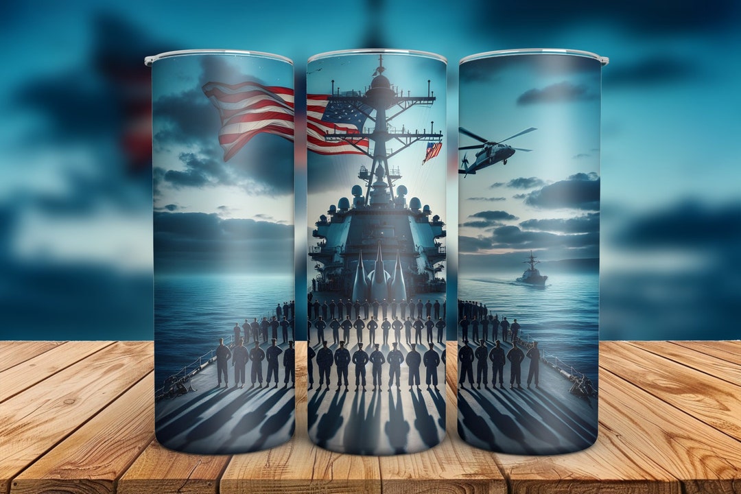 Navy 20oz Tumbler Wrap, Patriotic USA Military Skinny Tumbler ...