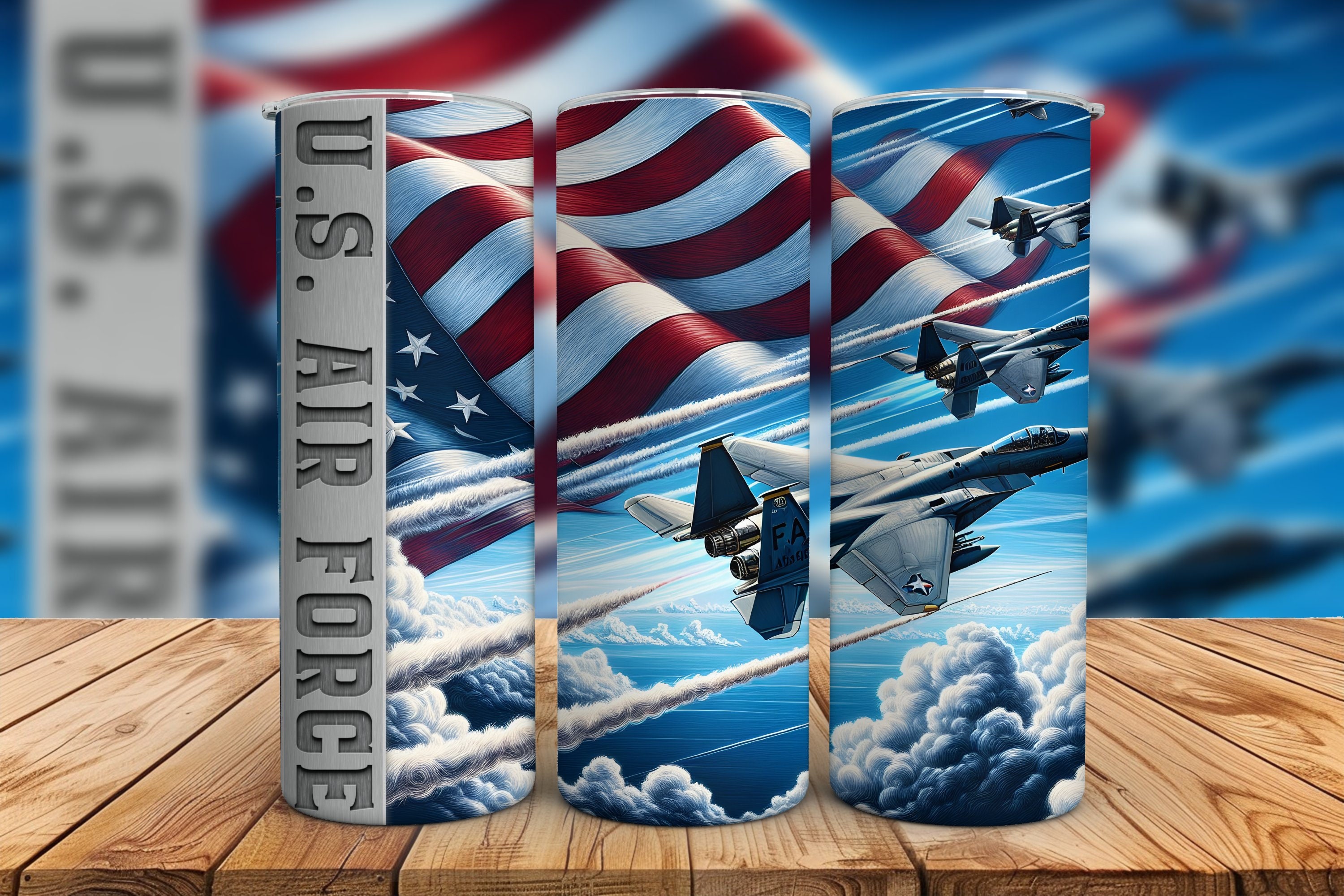 US Air Force Tumbler Wrap, 20 Oz Skinny Sublimation Designs, Patriotic ...