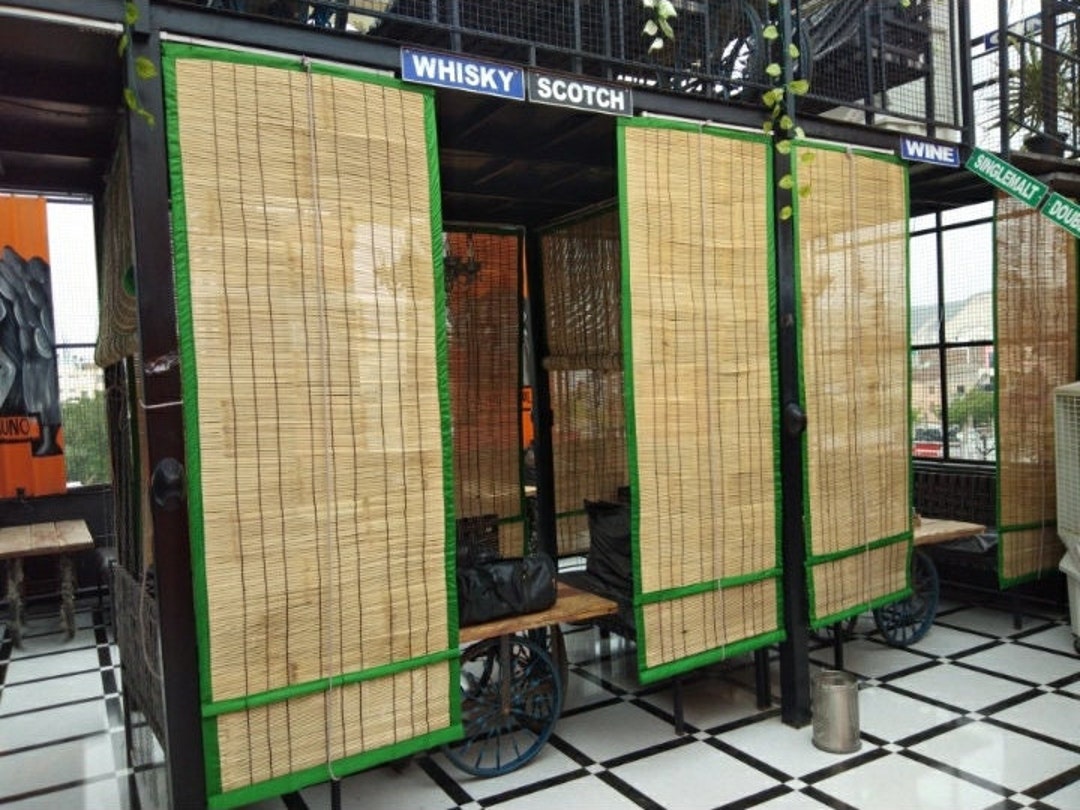 Indian State Thread Chik Bamboo Chik Blind Shade Wall Hanging Green ...