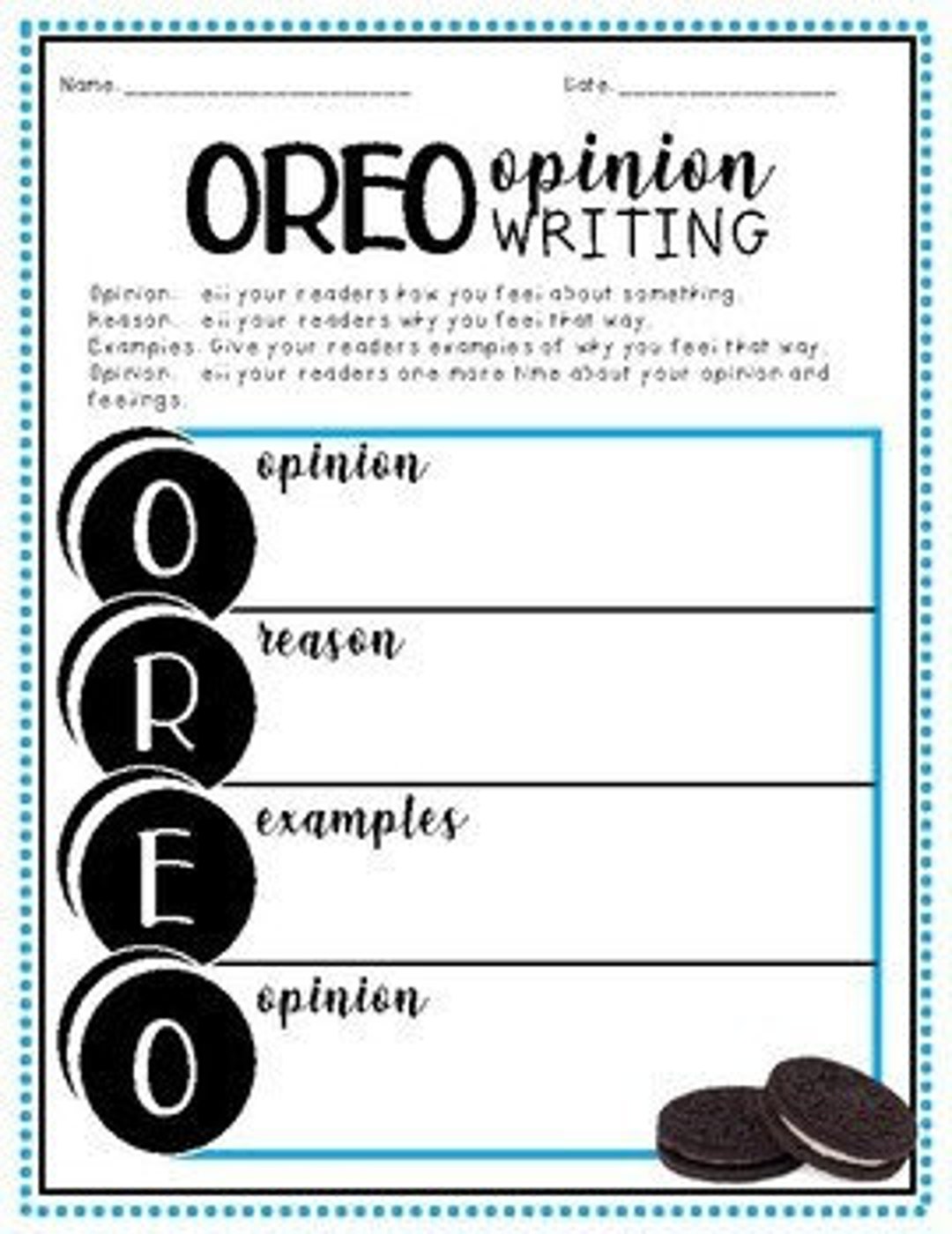 Oreo - Opinion Writing Graphic Organizer - Etsy
