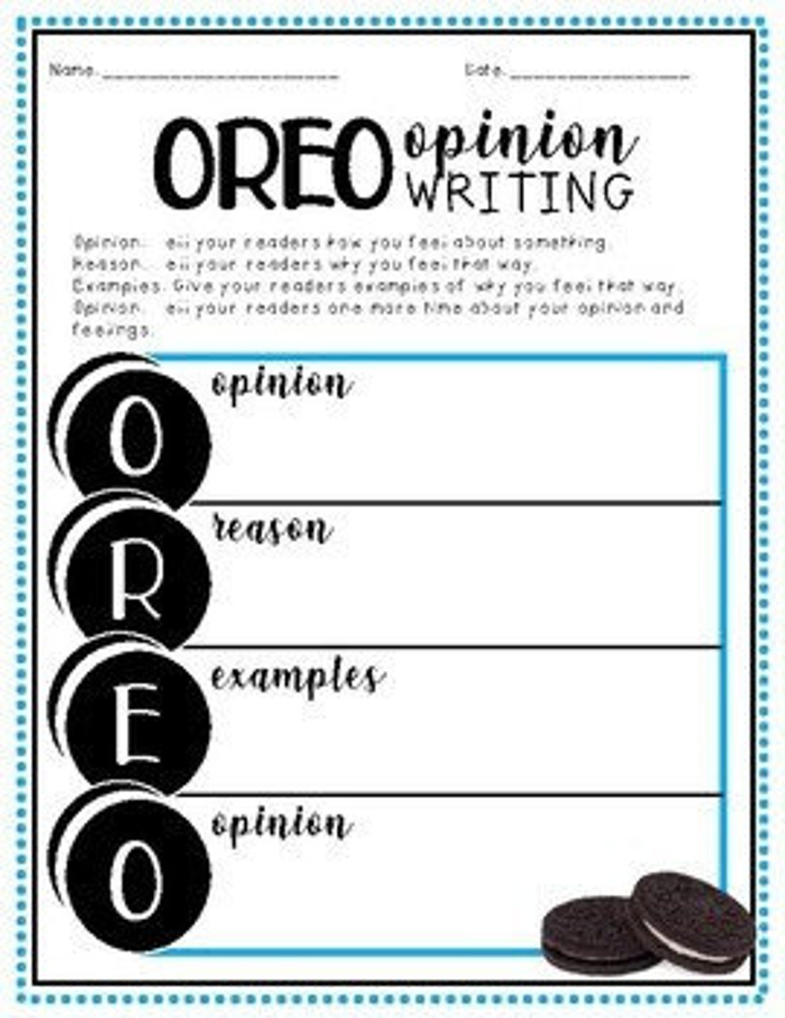 Oreo - Opinion Writing Graphic Organizer - Etsy