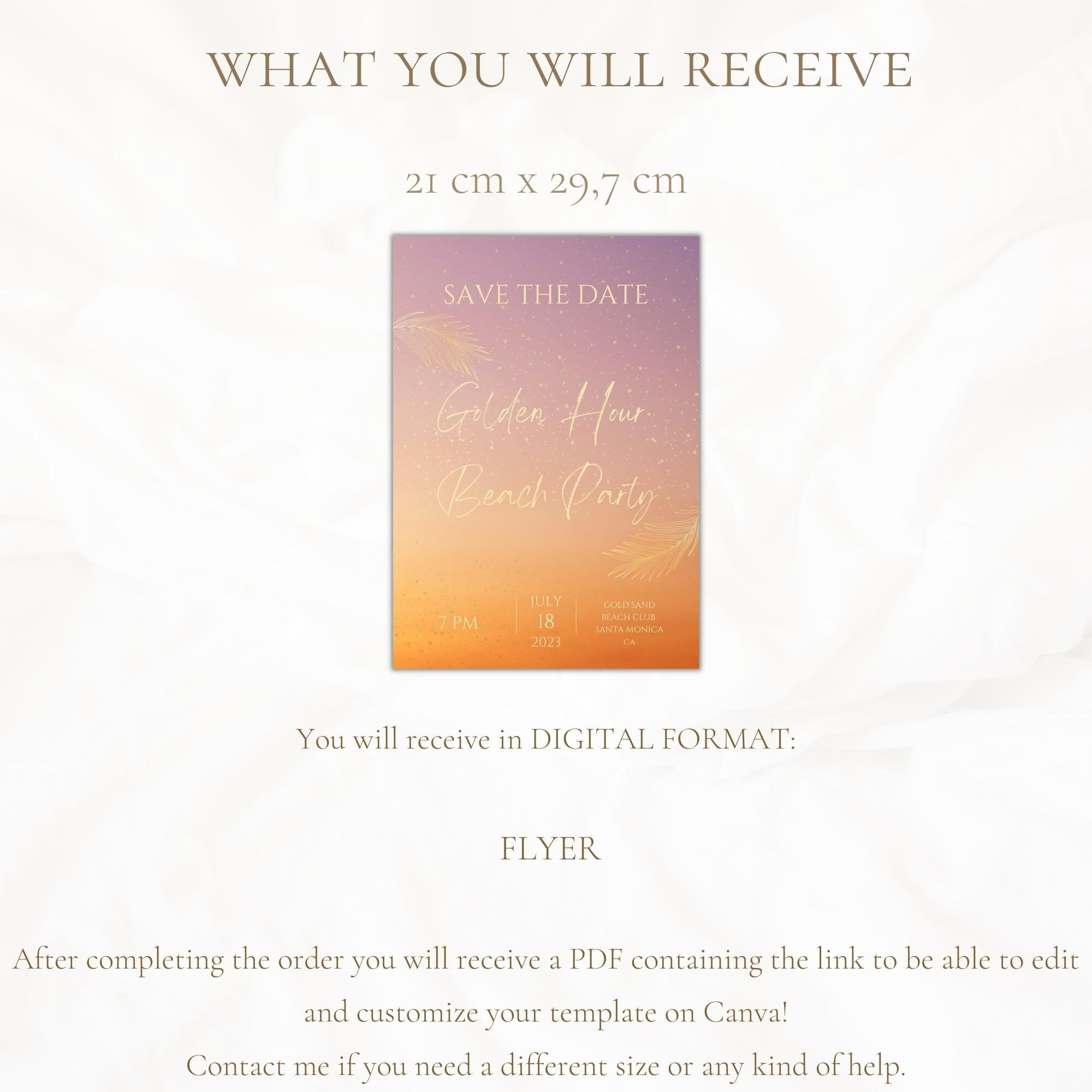 Golden Hour Summer Beach Party Flyer Invitation With Sunset's Colors ...