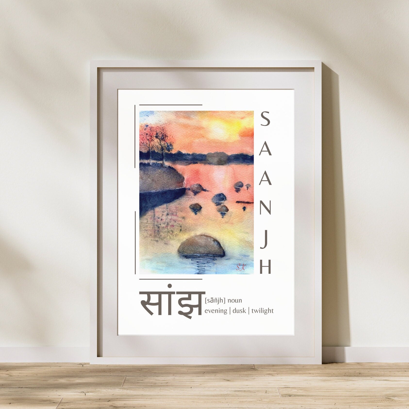 Saanjh Digital Poster Print Downloadable, Tranquil Sunset Evening ...