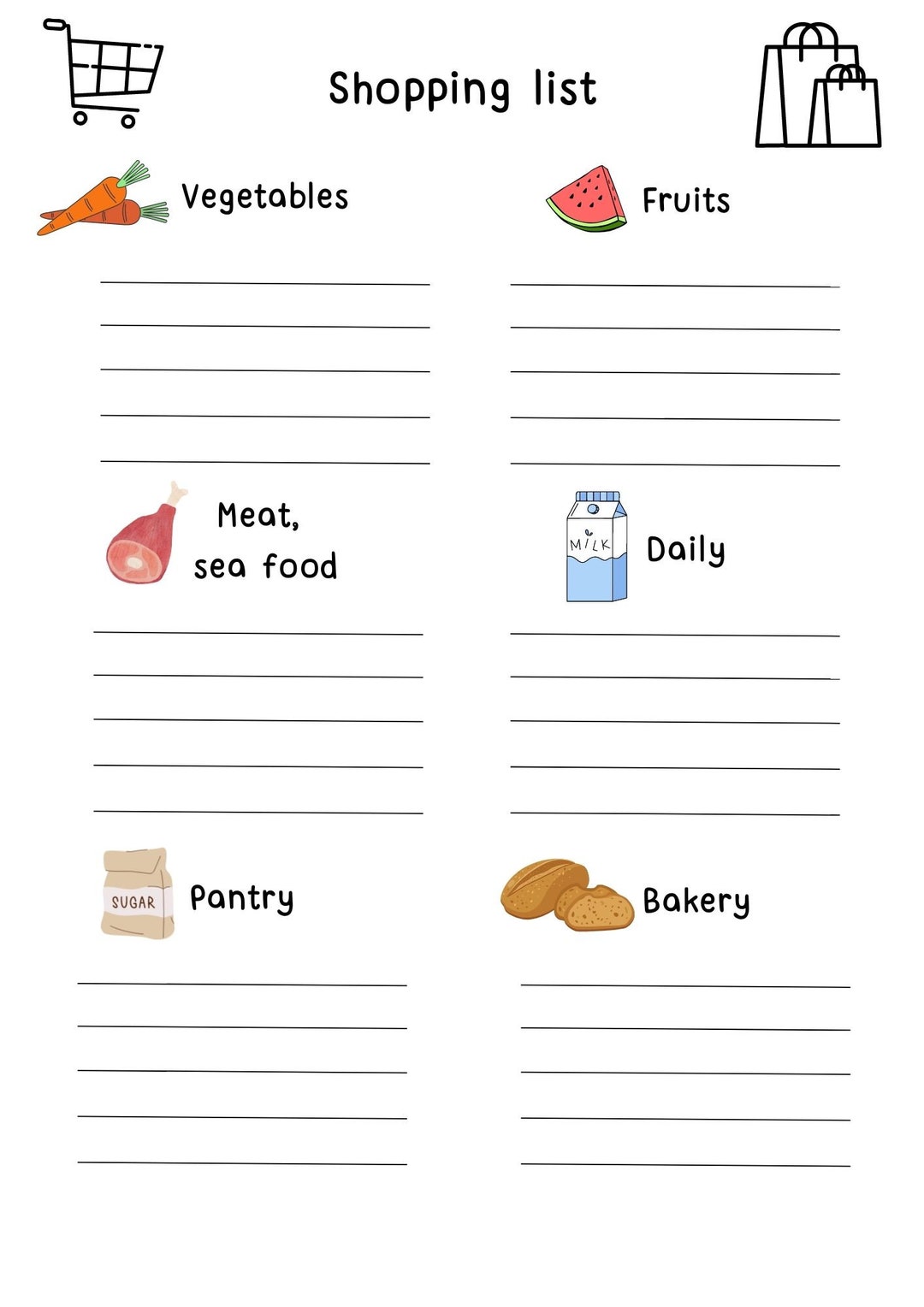 Time-saving Grocery Shopping Made Easy: PDF Checklist - Etsy