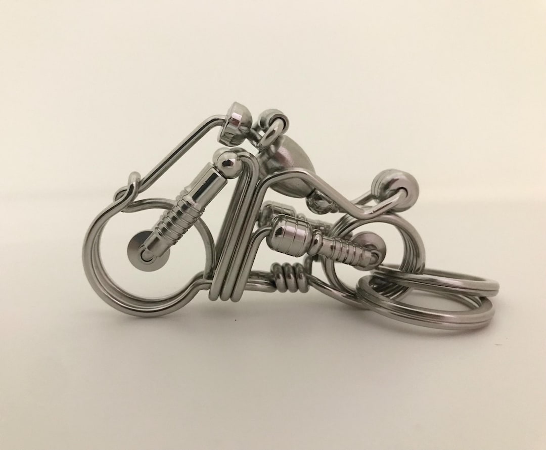 Handmade Stainless Steel Keychains Key Ring With Snap Hook Motorcycle ...