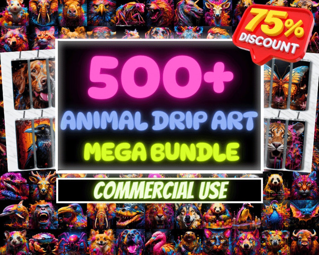 500 Vibrant 3D Animal Drip Art Collection Designs for 20oz Tumblers ...