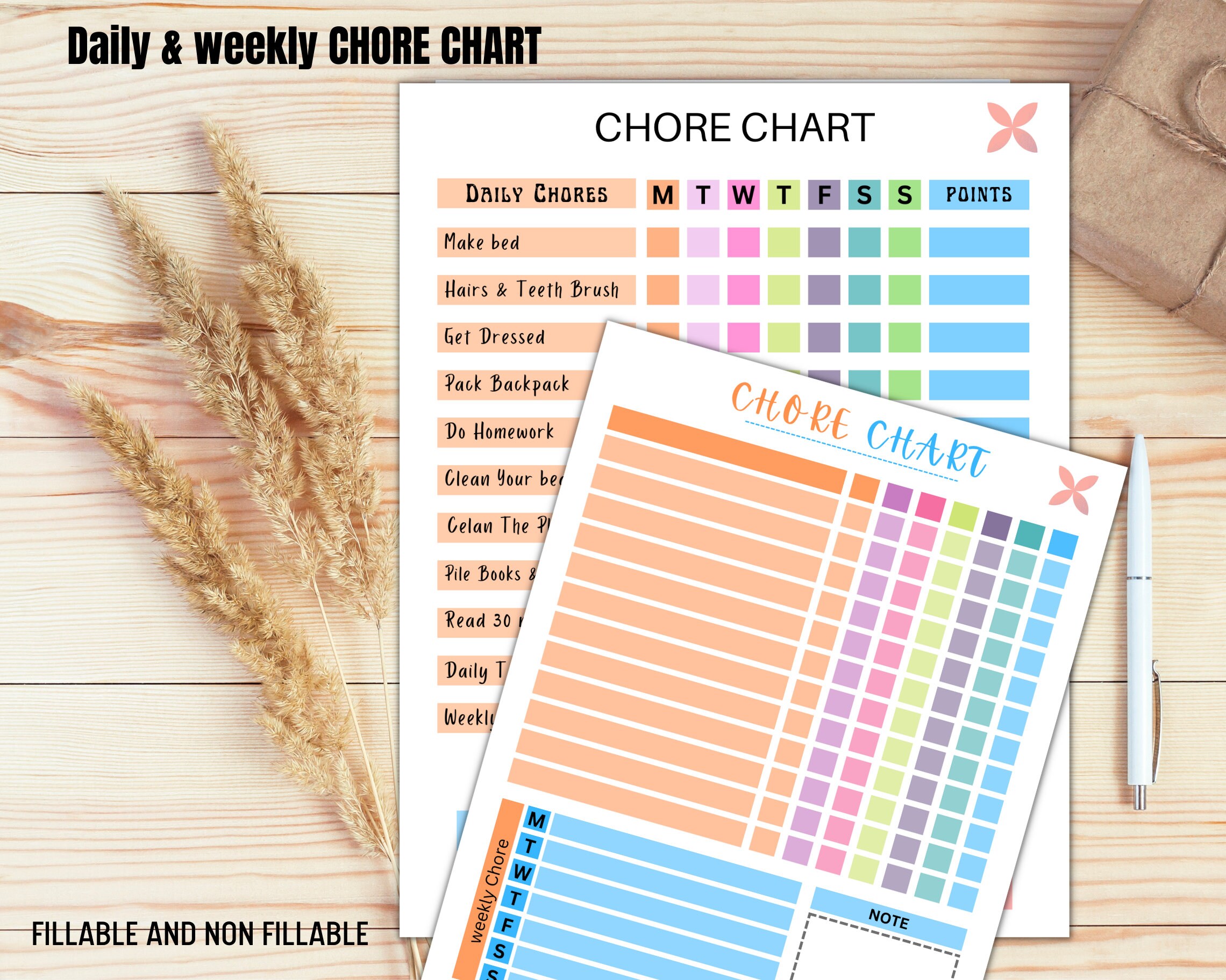 Kids Daily Responsibilities Chart Printable Daily Routine Kids Chore ...