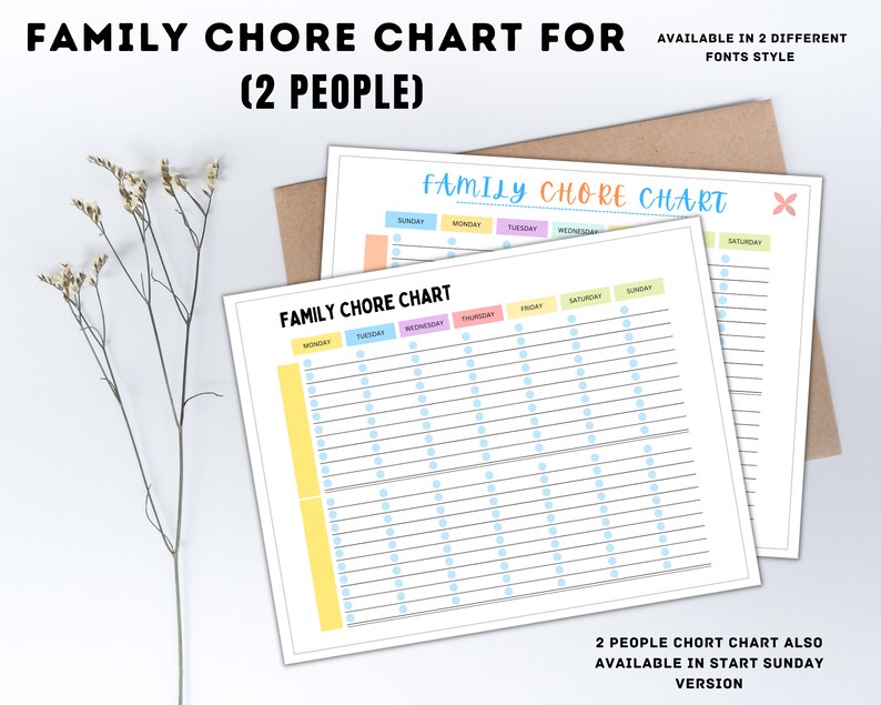 Family Chore Chart Editable Family Planner Printable Chore Chart Family ...