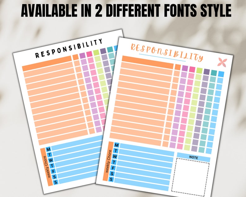 Responsibility Chore Chart for Kids Kids Daily Responsibilities Chart ...