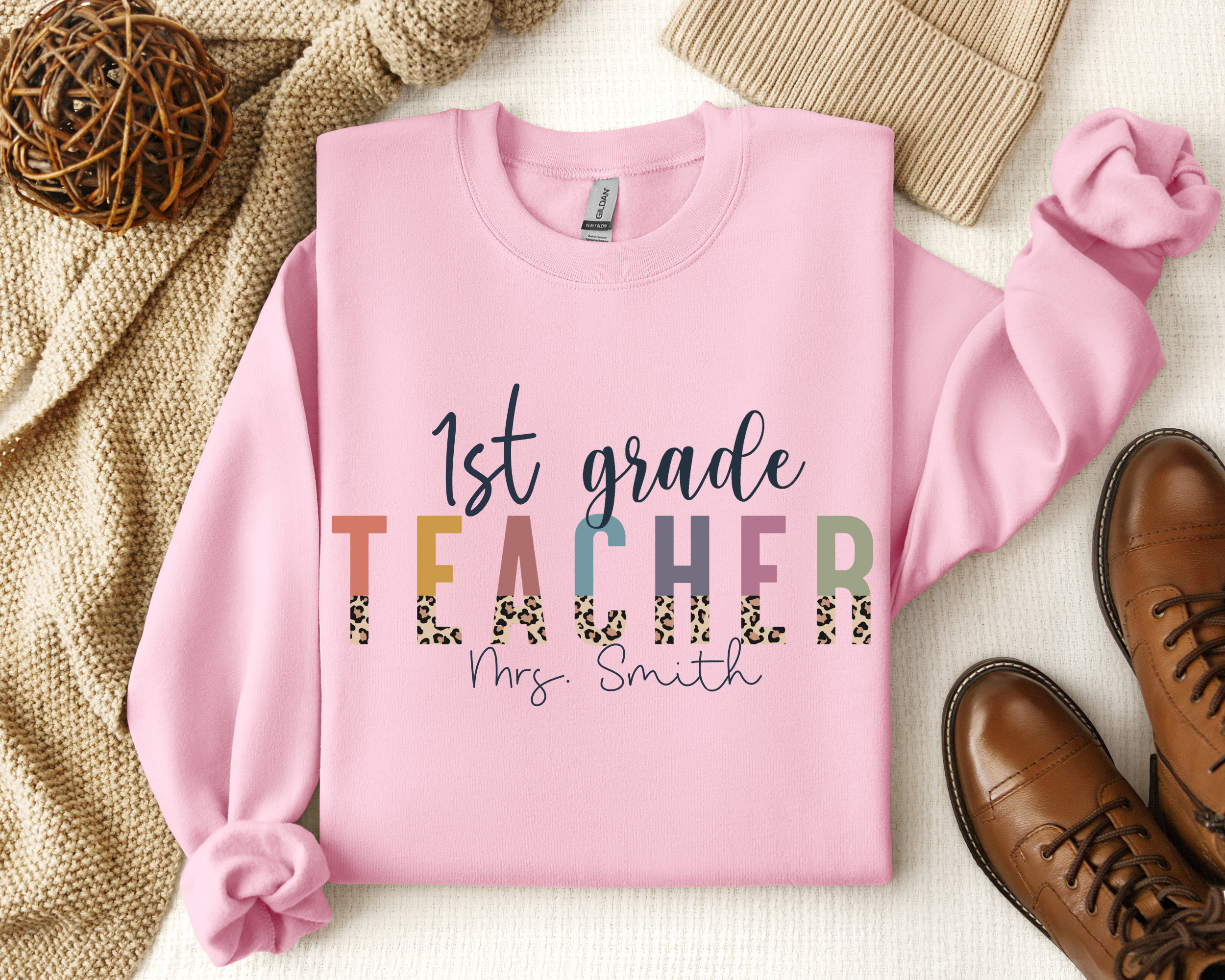 Personalized Teacher Sweatshirt, Custom Name Teacher Gift, Grade Level ...