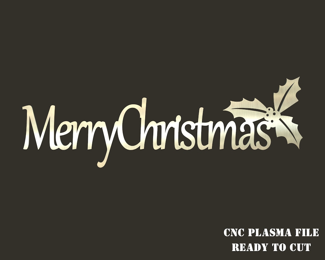 Merry Christmas DXF Christmas Holly Sign Cut File Dxf for - Etsy