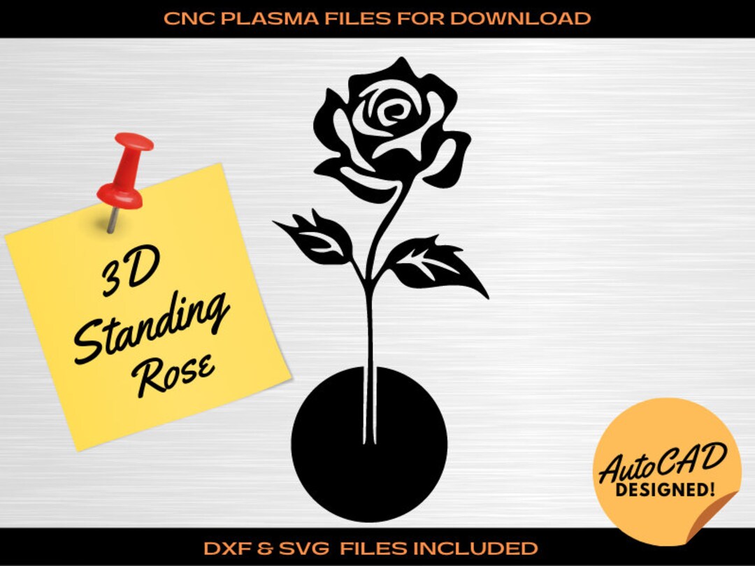 Standing Rose DXF Rose File Cut Dxf Rose Dxf Table Top - Etsy