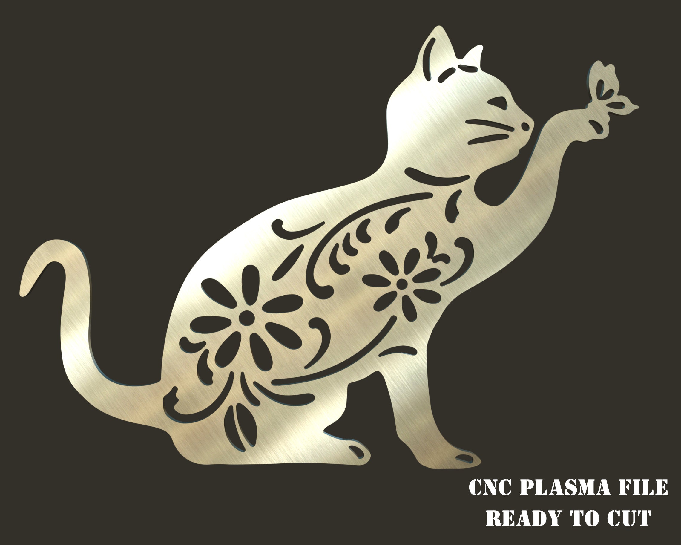 Cat DXF Floral Cat DXF Cnc Project Cnc Plasma Dxf Svg - Etsy