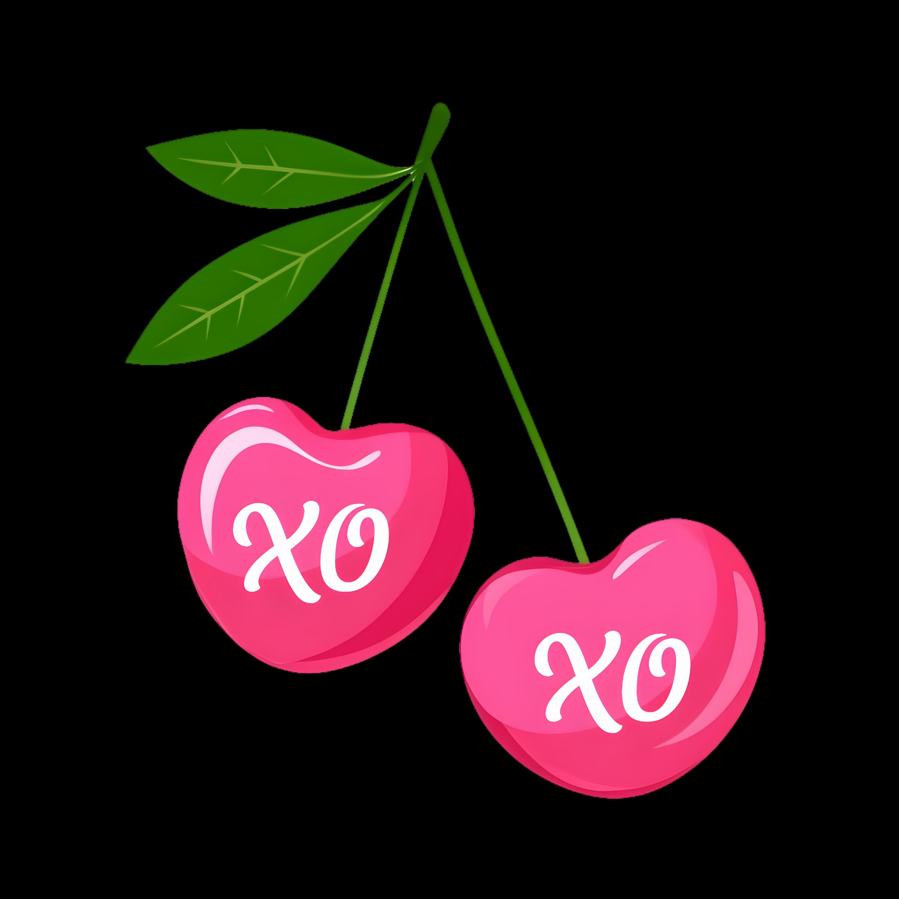 Cute Cherry Graphic With XOXO Png Vibrant and Fun for Valentines Day or ...