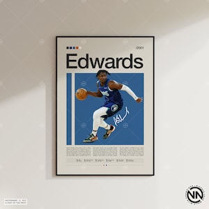 Anthony Edwards Poster, Timberwolves Print, NBA Poster, Sports Poster ...