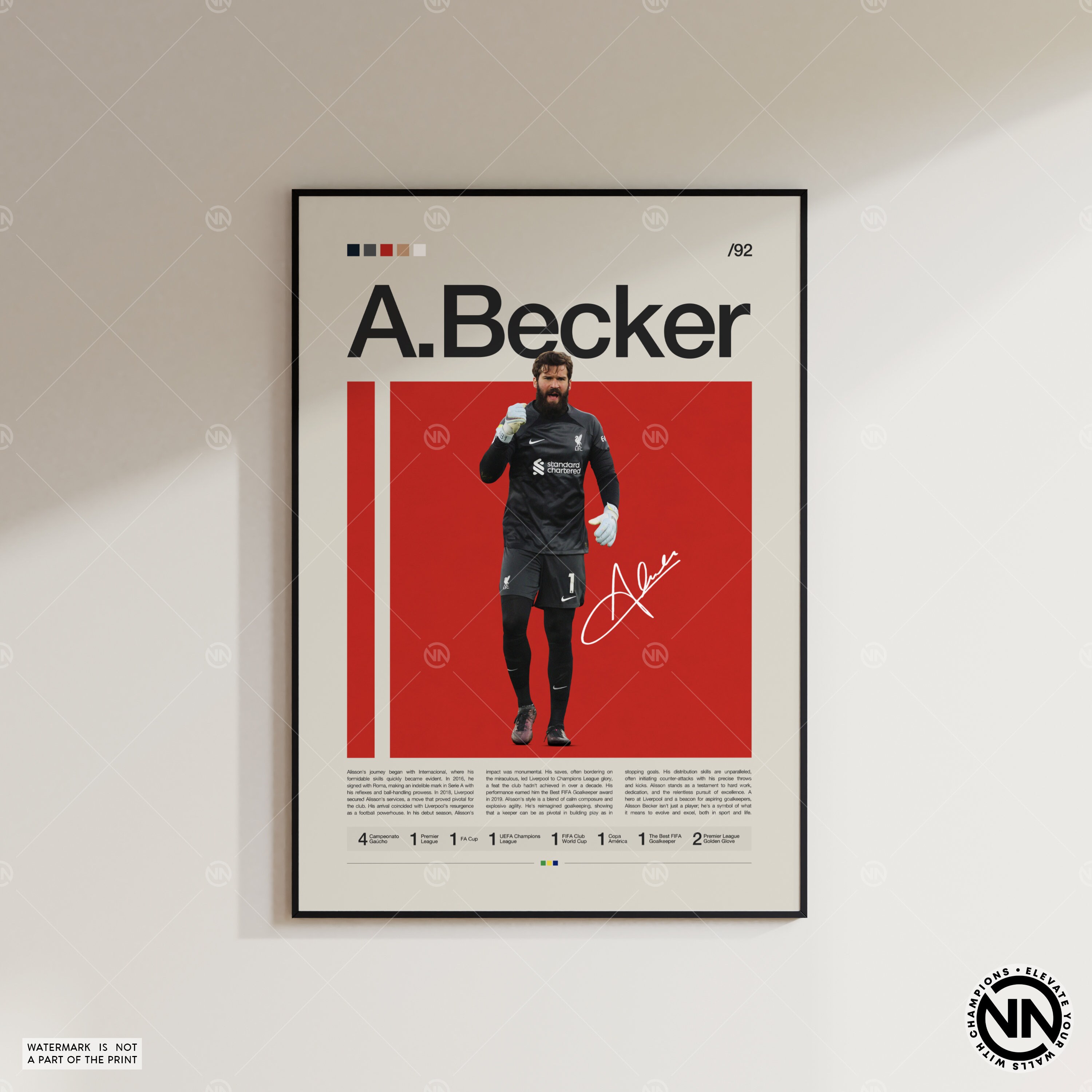 Alisson Becker Poster, Liverpool Poster, Soccer Gifts, Sports Poster ...