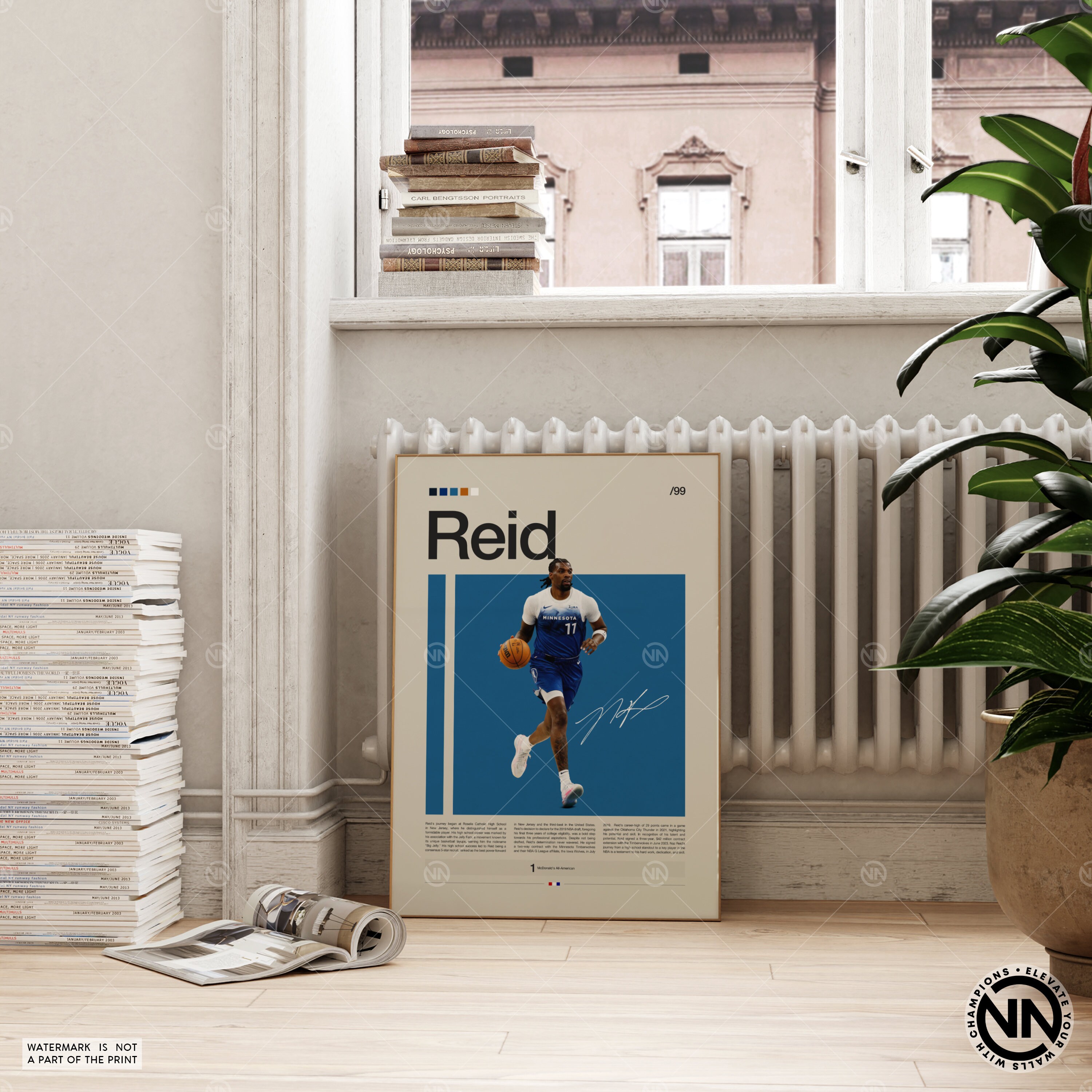 Naz Reid Poster, Minnesota Timberwolves, NBA Poster, Sports Poster, Mid ...