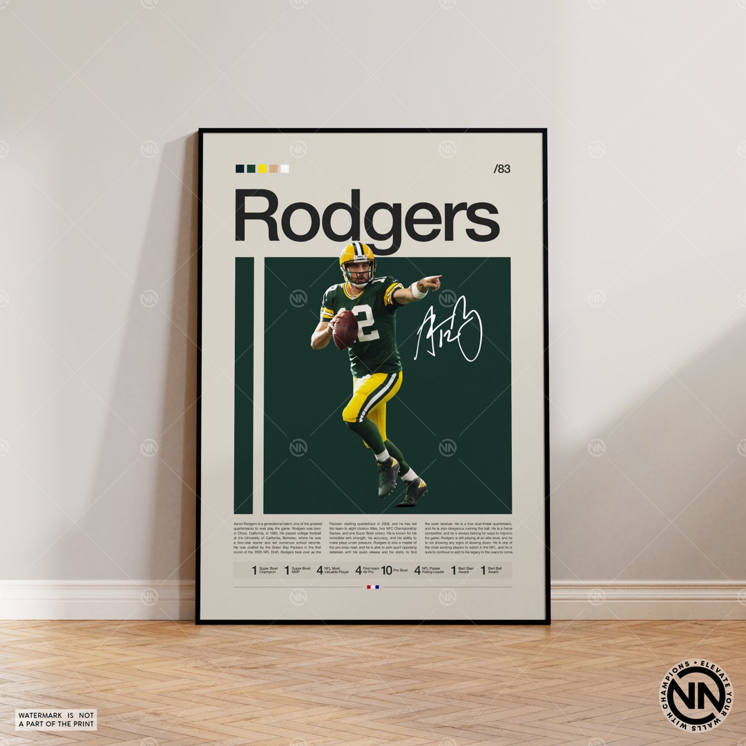 Aaron Rodgers Poster, Green Bay Packers Print, NFL Poster, Sports ...