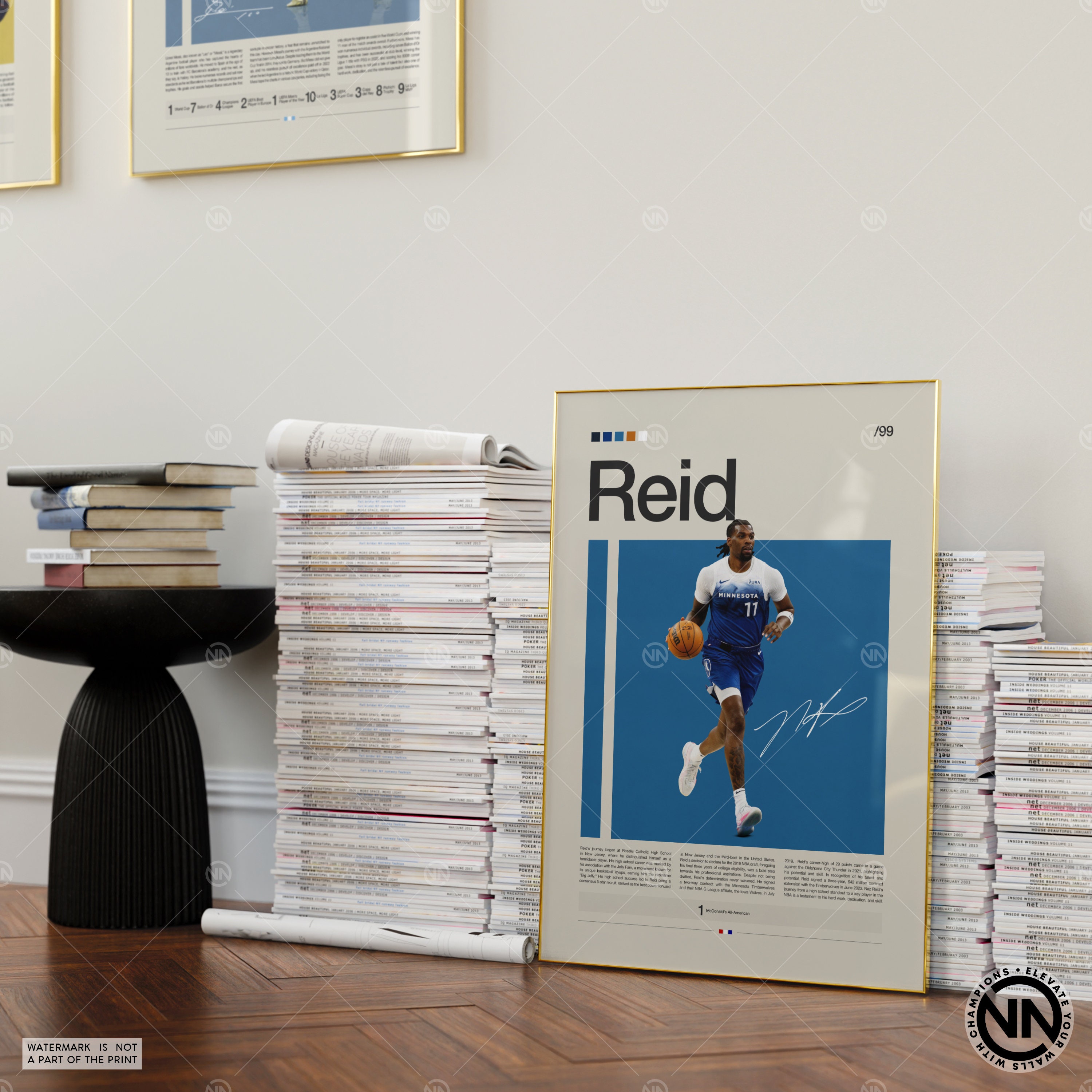 Naz Reid Poster, Minnesota Timberwolves, NBA Poster, Sports Poster, Mid ...