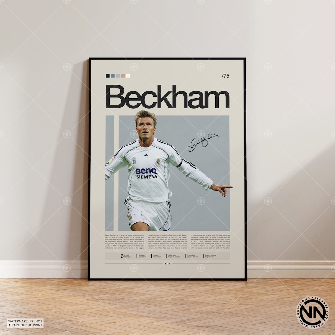 David Beckham Poster, England Footballer Print, Soccer Gifts, Sports ...