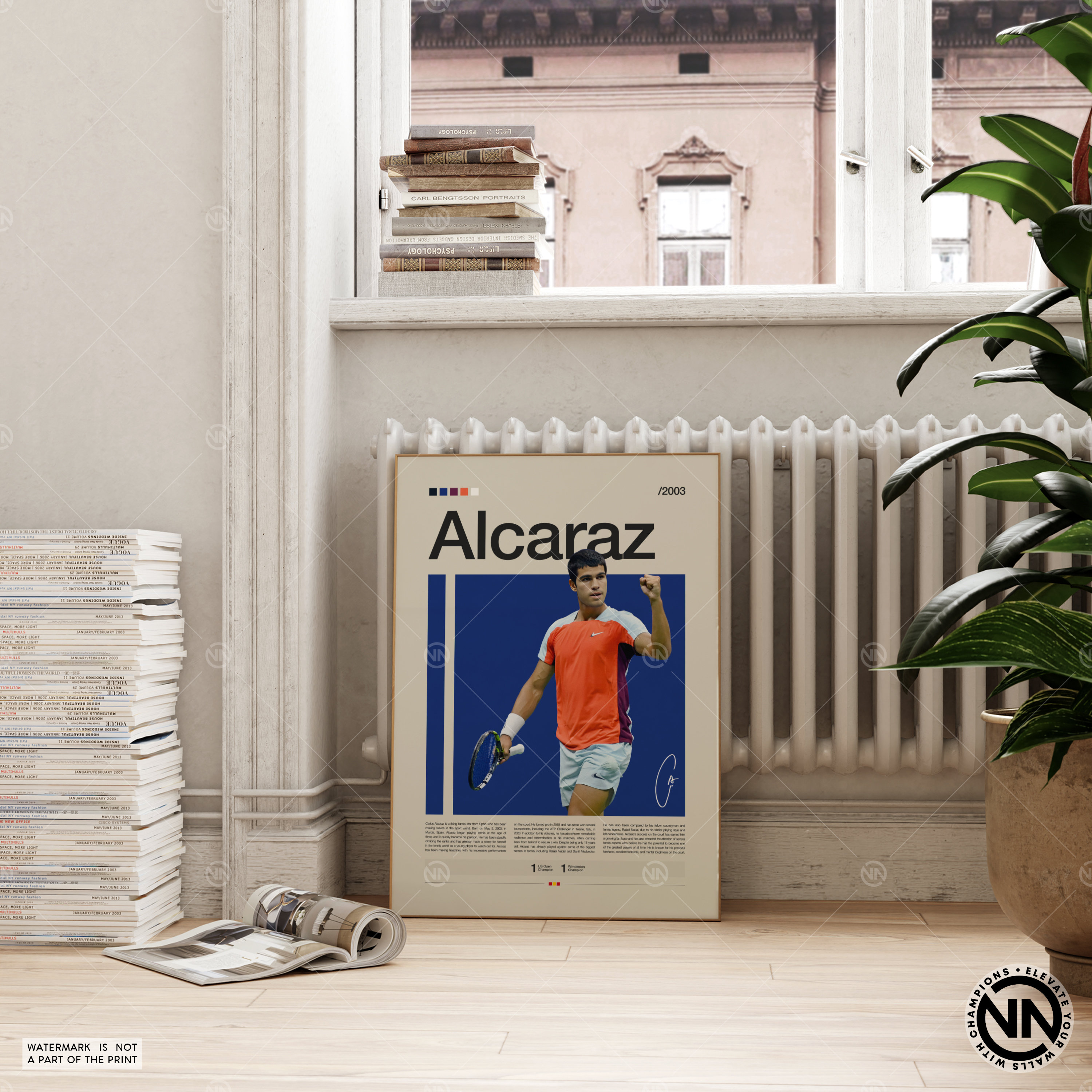 Poster Carlos Alcaraz 2023 Wimbledon Champion