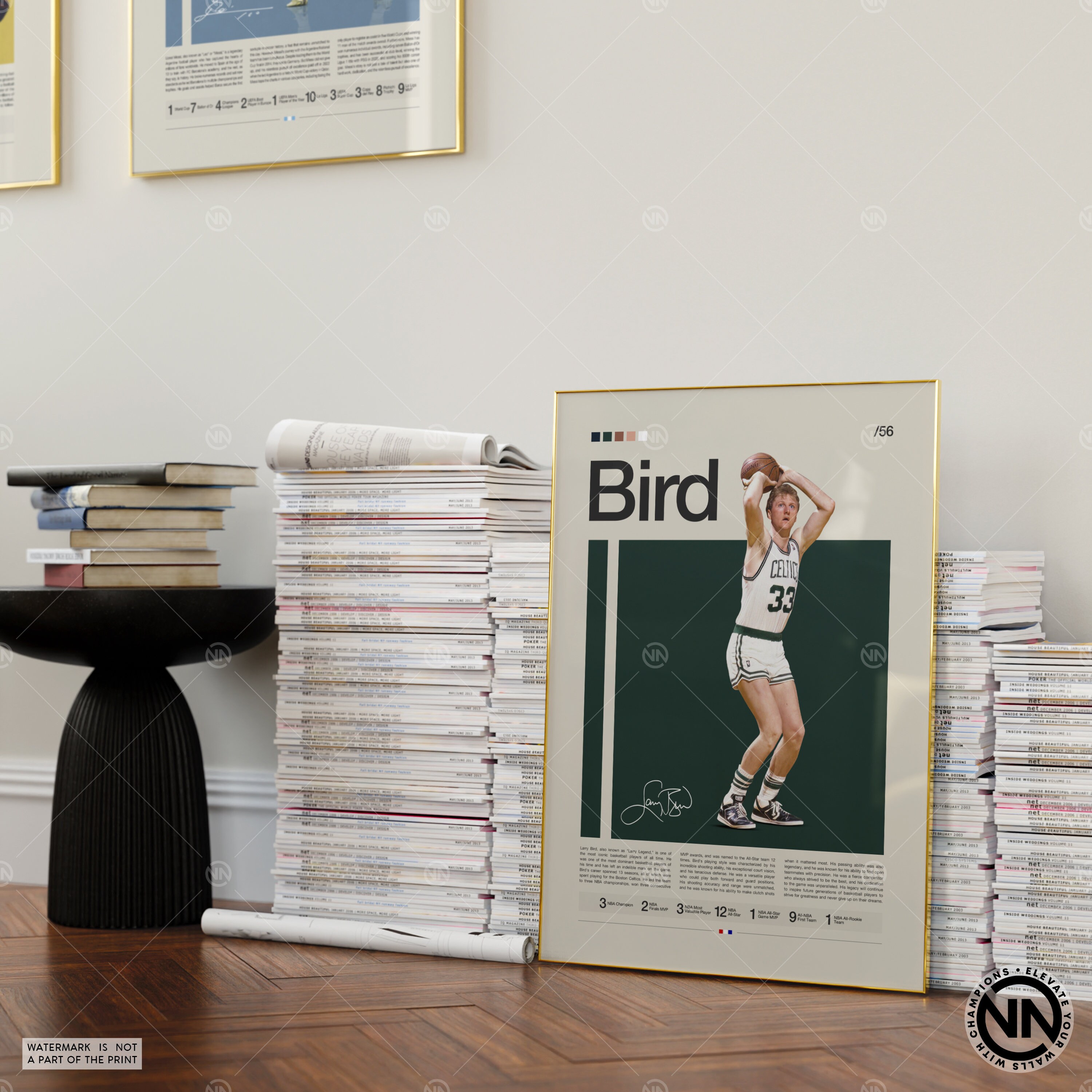 Larry Bird Poster, Boston Celtics Print, NBA Poster, Sports Poster, Mid ...