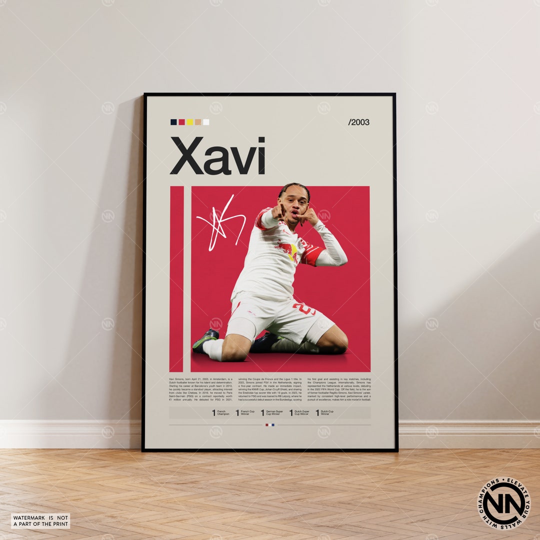 Xavi Simons Poster RB Leipzig Poster Soccer Gifts Sports - Etsy Australia