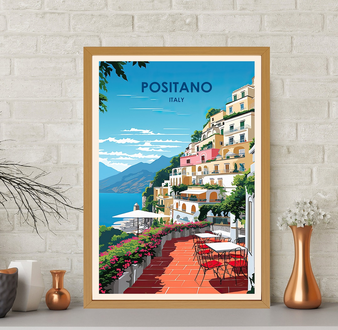 Positano Travel Poster, Positano Print, Positano Art, Italy Poster, Abstract Poster, Travel ...