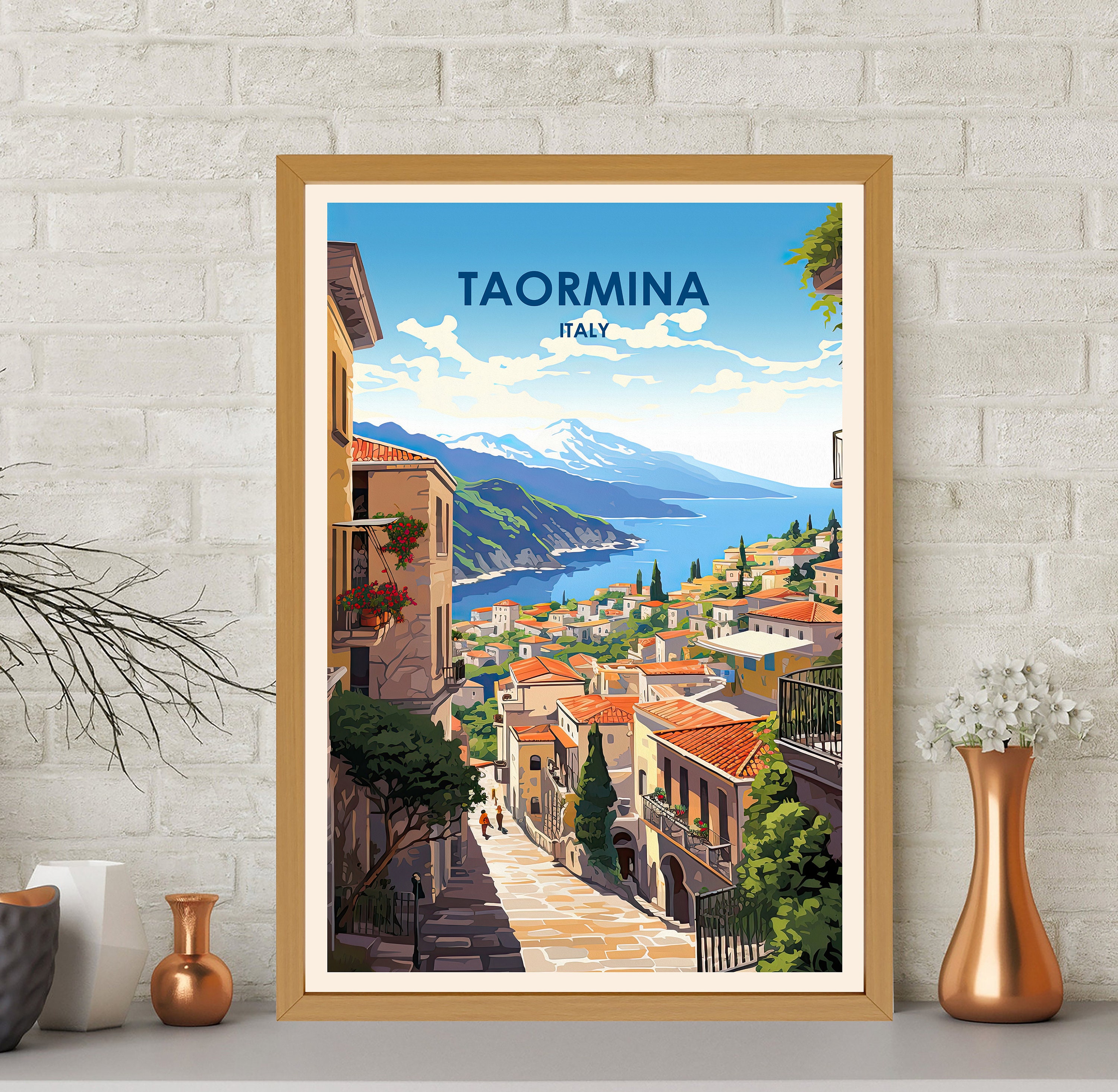 Taormina Travel Poster, Taormina Print, Taormina Art, Italy Art ...