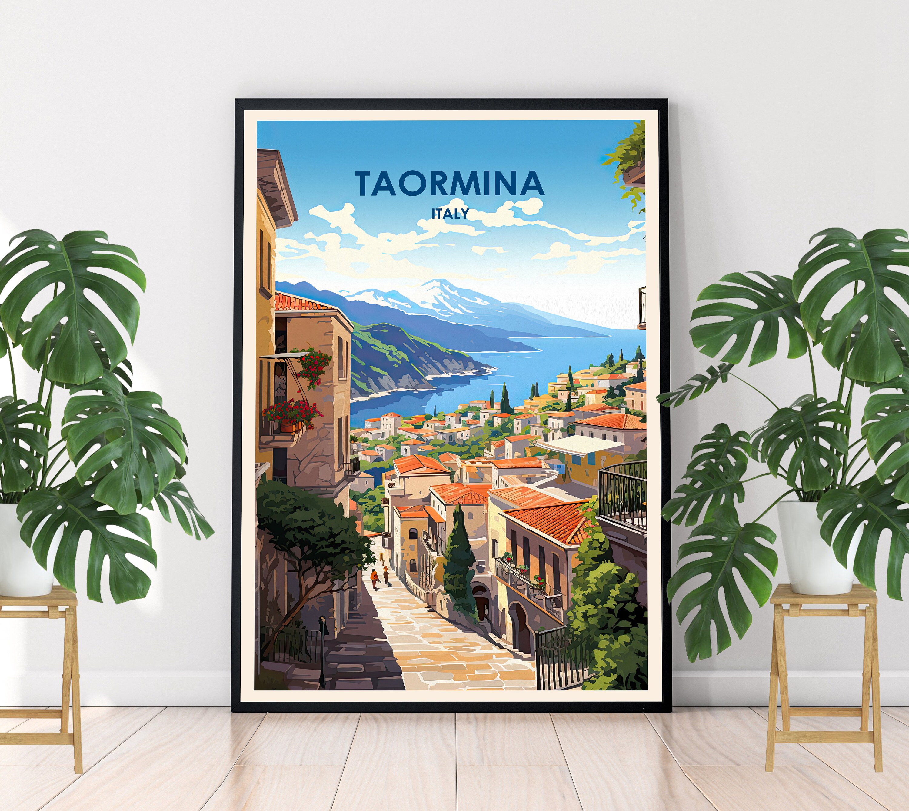 Taormina Travel Poster, Taormina Print, Taormina Art, Italy Art ...