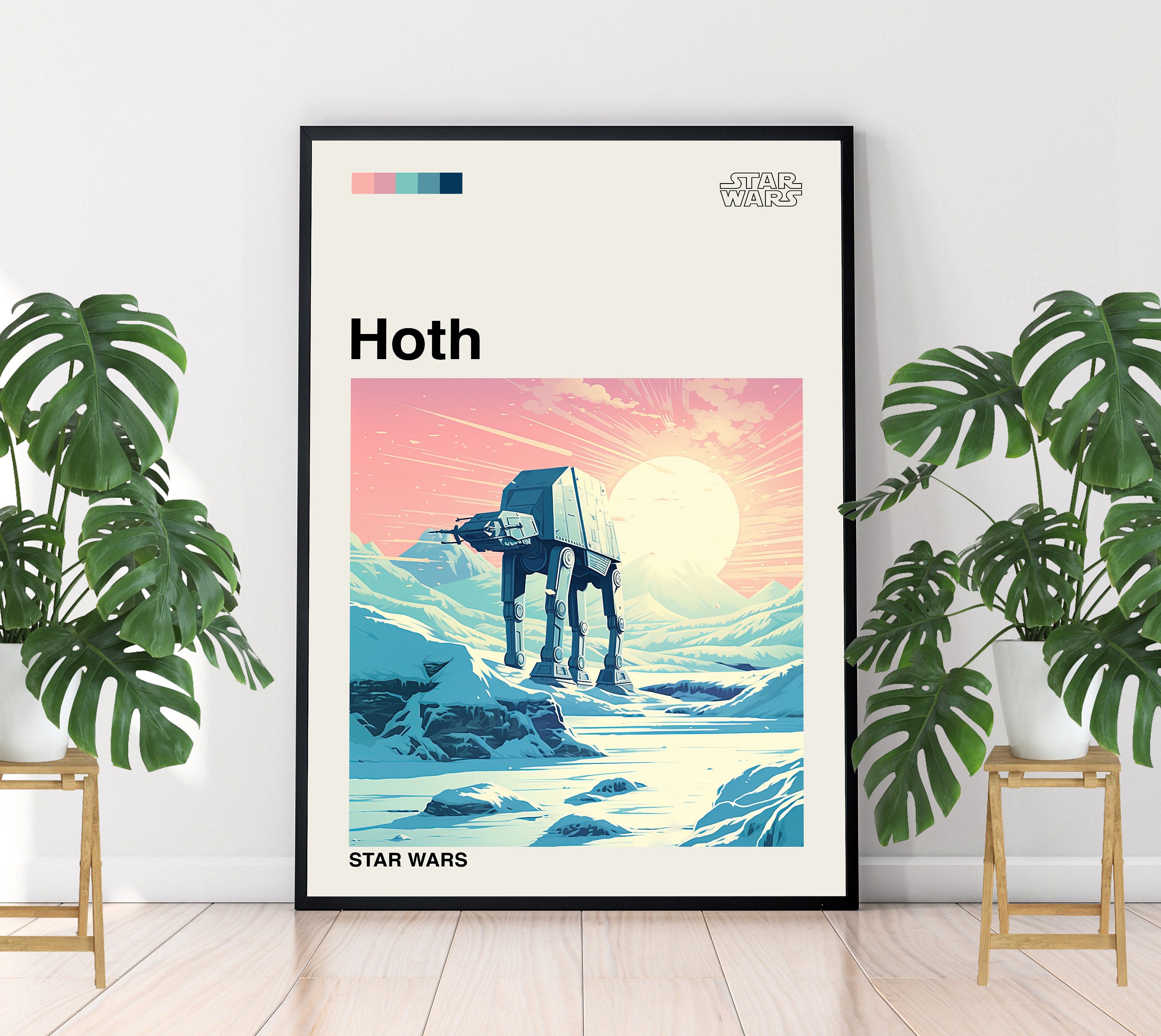 Hoth Poster, Star Wars Poster, Movie Poster, Midcentury Art, Minimalist ...
