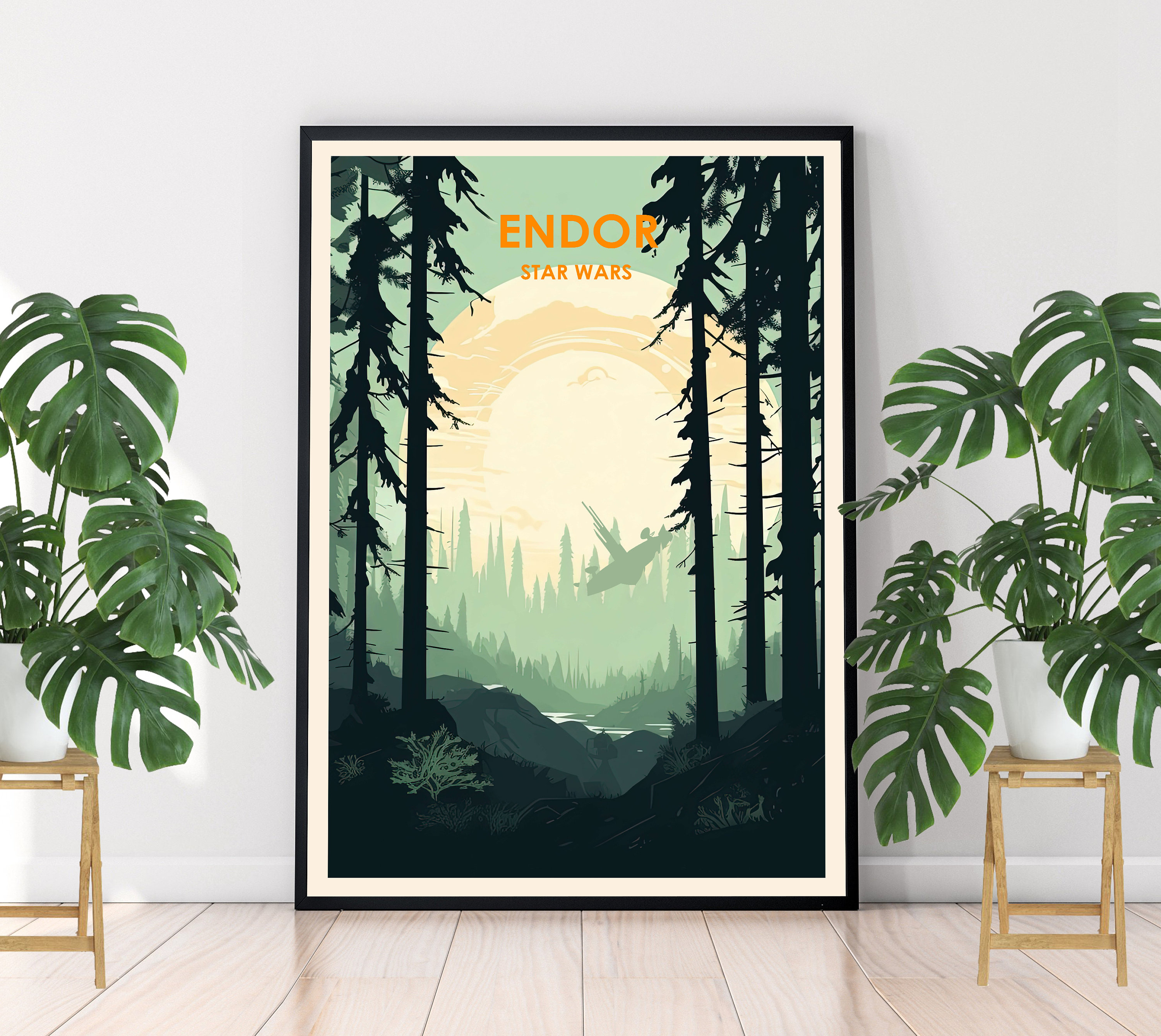 Endor Poster, Star Wars Poster, Midcentury Art, Movie Poster, Abstract ...